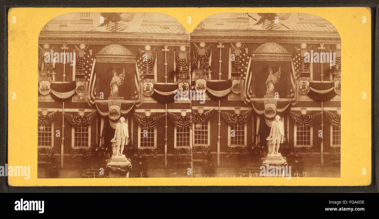 A view of the decorations inside Independence Hall, emphasizing its ...
