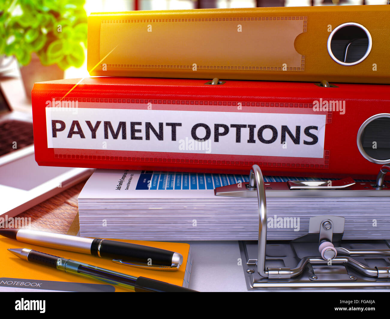 Red Office Folder with Inscription Payment Options Stock Photo - Alamy