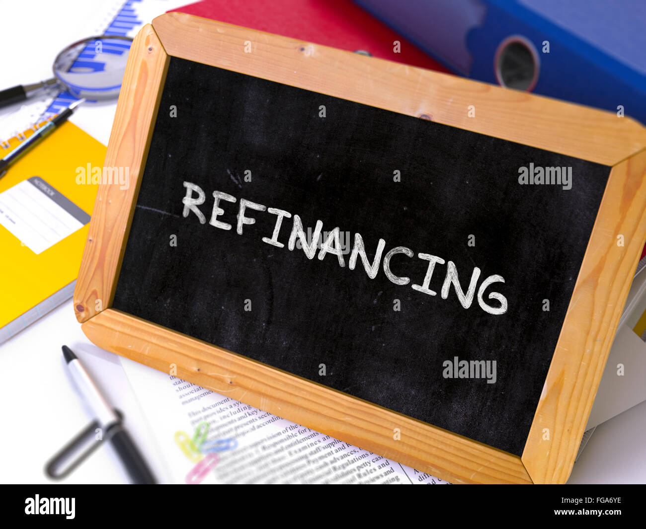 Handwritten Refinancing on a Chalkboard Stock Photo - Alamy
