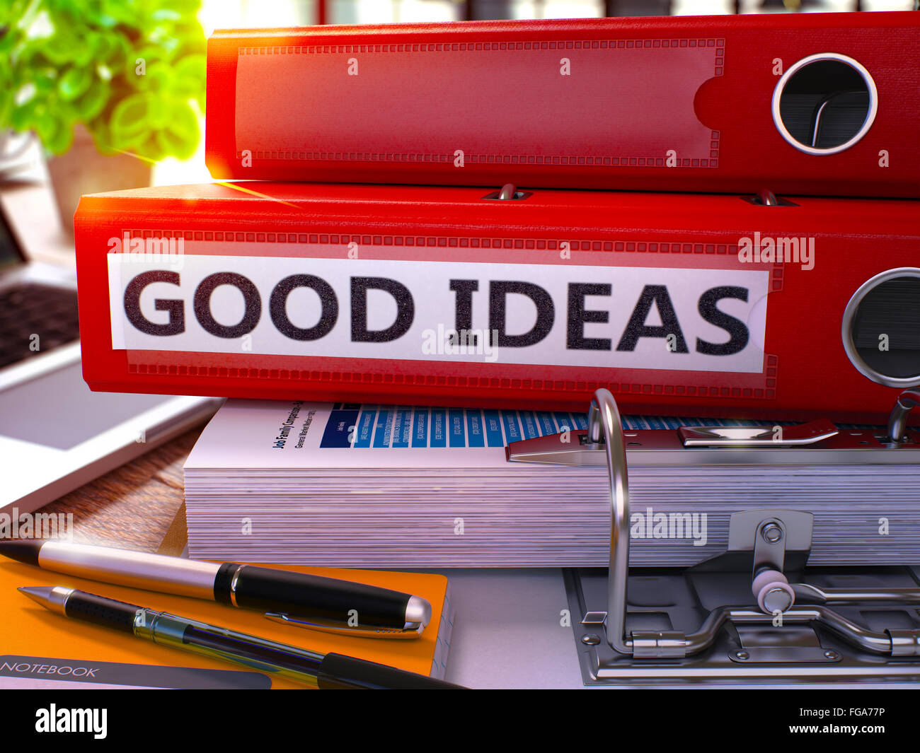 Good Ideas on Red Office Folder. Toned Image Stock Photo - Alamy