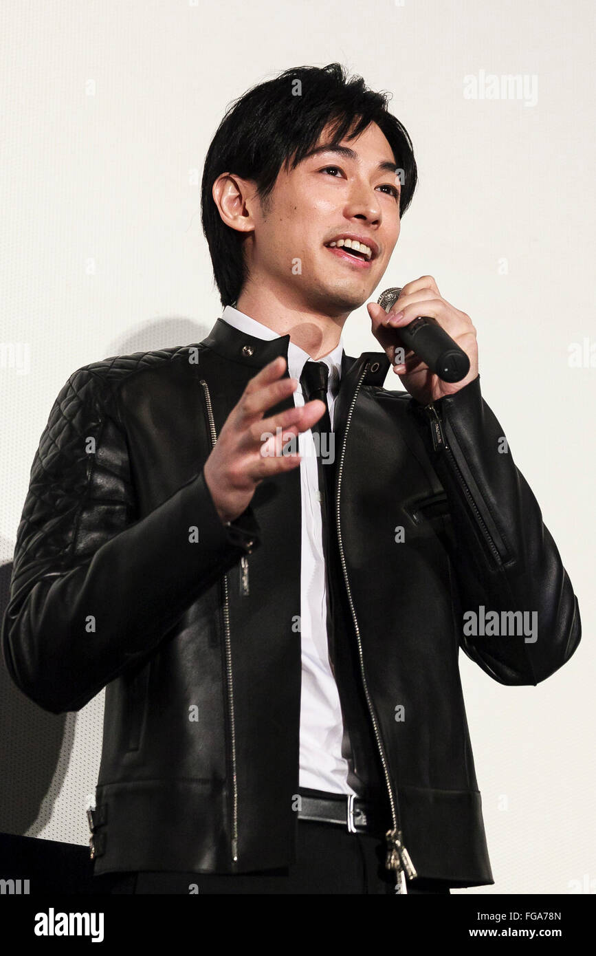 Actor Dean Fujioka speaks to the audience during the stage greeting for ...