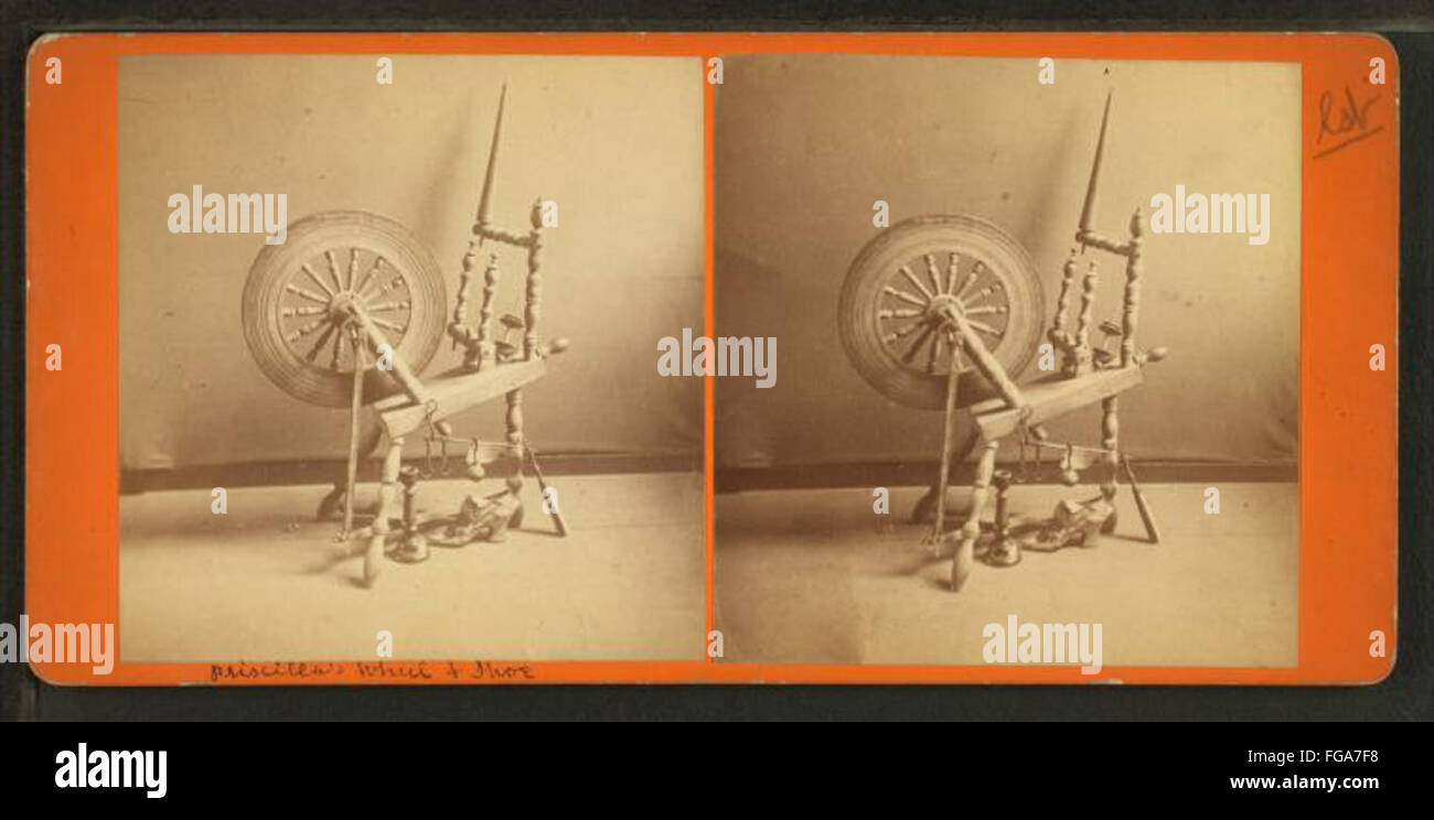 A stereoscopic photograph of Elder Brewster's chair, captured from the ...
