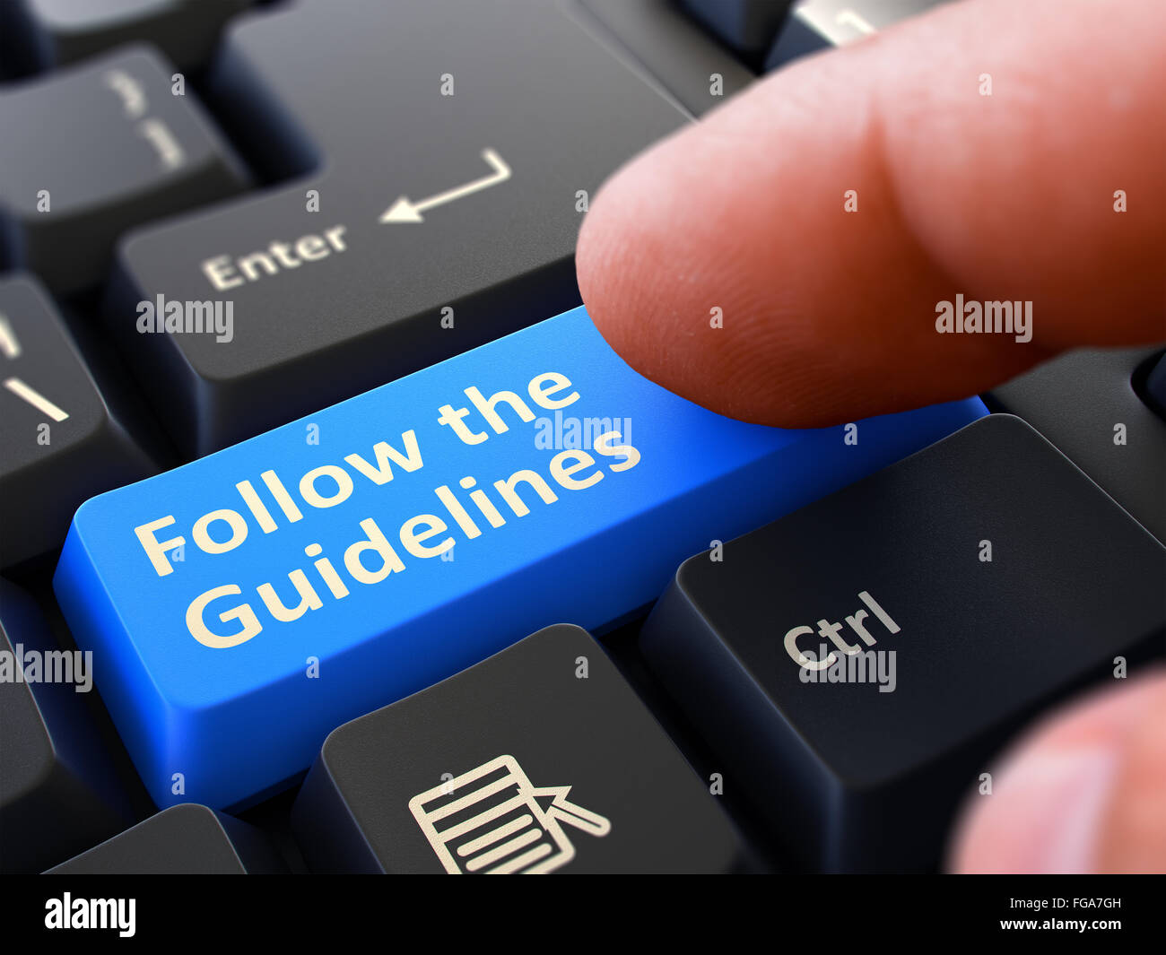 Follow the Guidelines Concept. Person Click Keyboard Button Stock Photo ...
