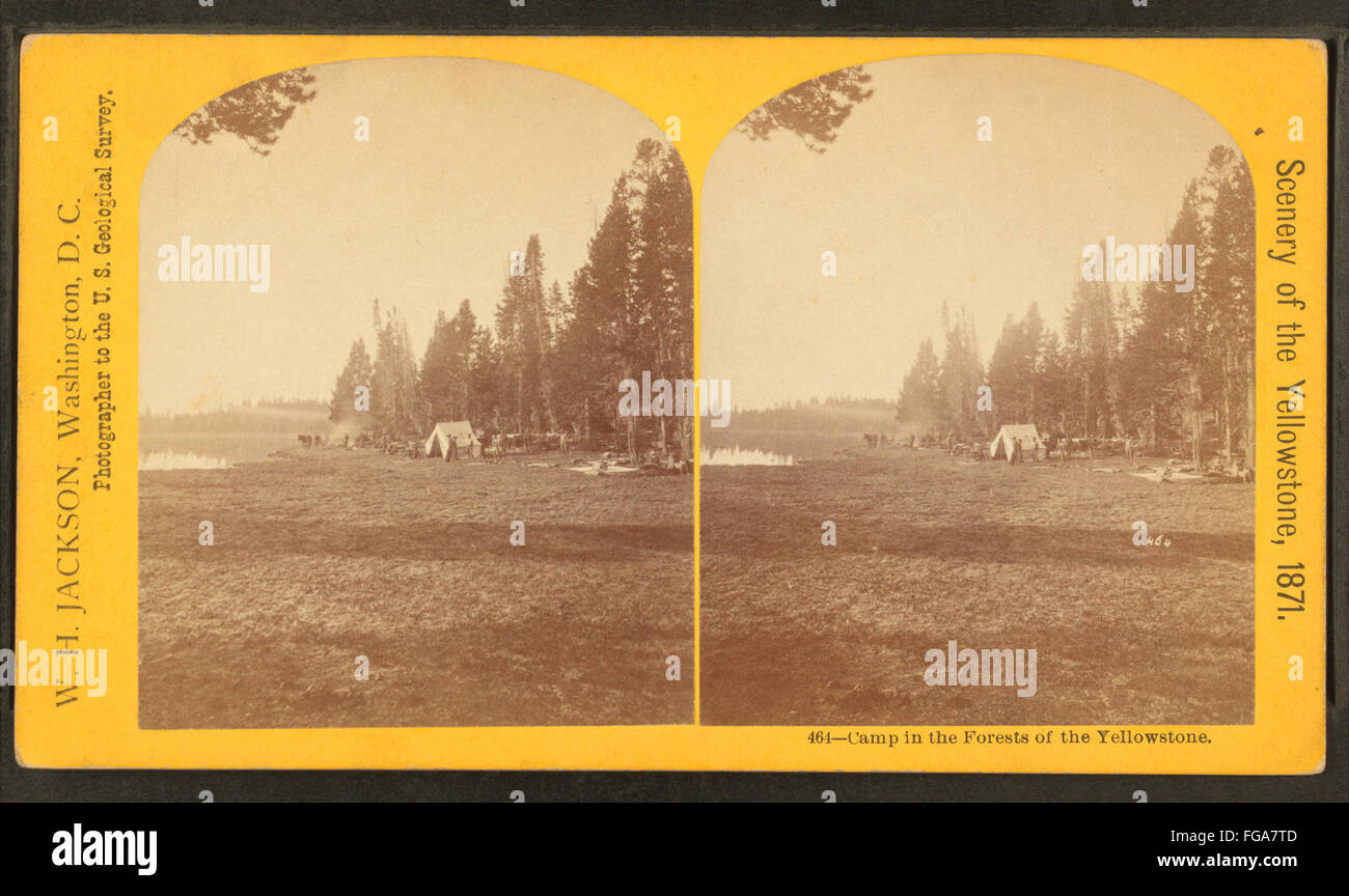 A photograph by William Henry Jackson of an extinct geyser located in ...