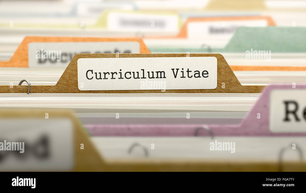 Folder in Catalog Marked as Curriculum Vitae Stock Photo - Alamy