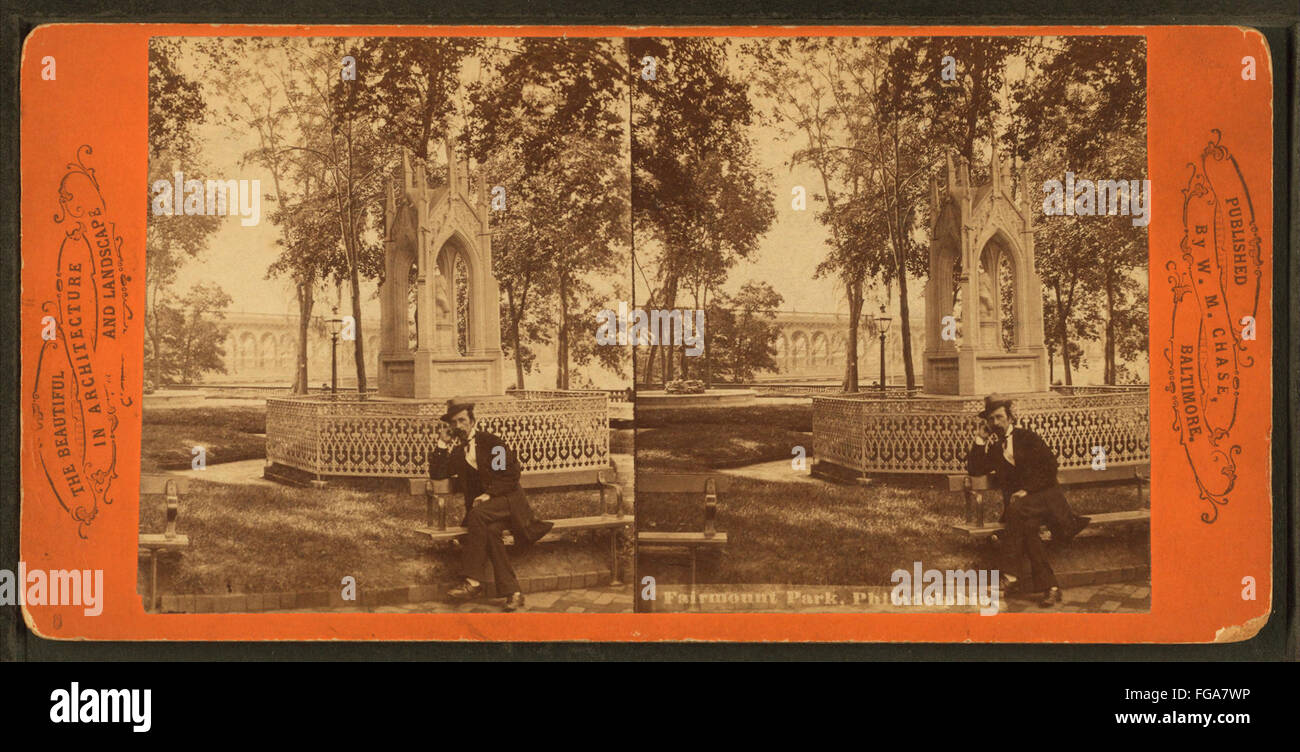 A photograph of Fairmount Park in Philadelphia, with Graff's monument ...