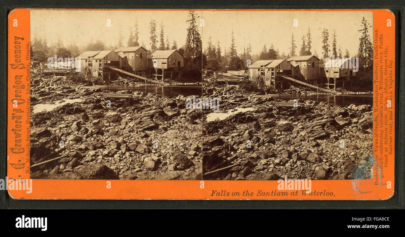 This photograph by J.G. Crawford depicts the Falls on the Santiam River ...