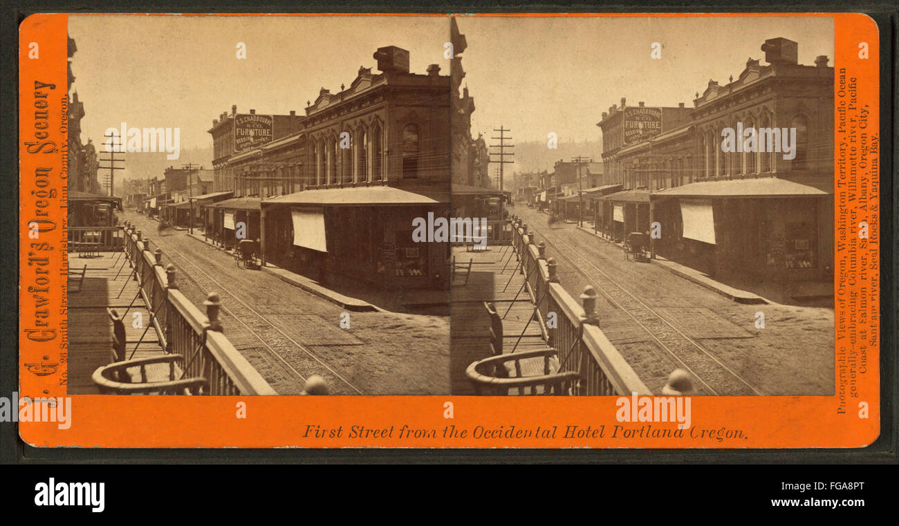 A photograph by J.G. Crawford showing the view of First Street from the ...