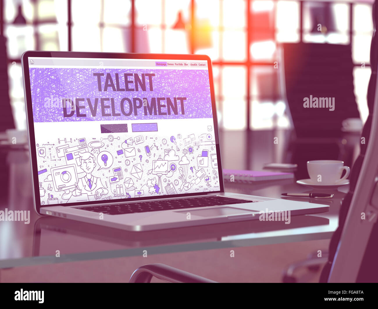 Talent Development on Laptop in Modern Workplace Background Stock Photo ...