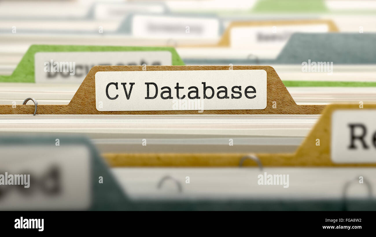CV Database Concept on File Label Stock Photo - Alamy