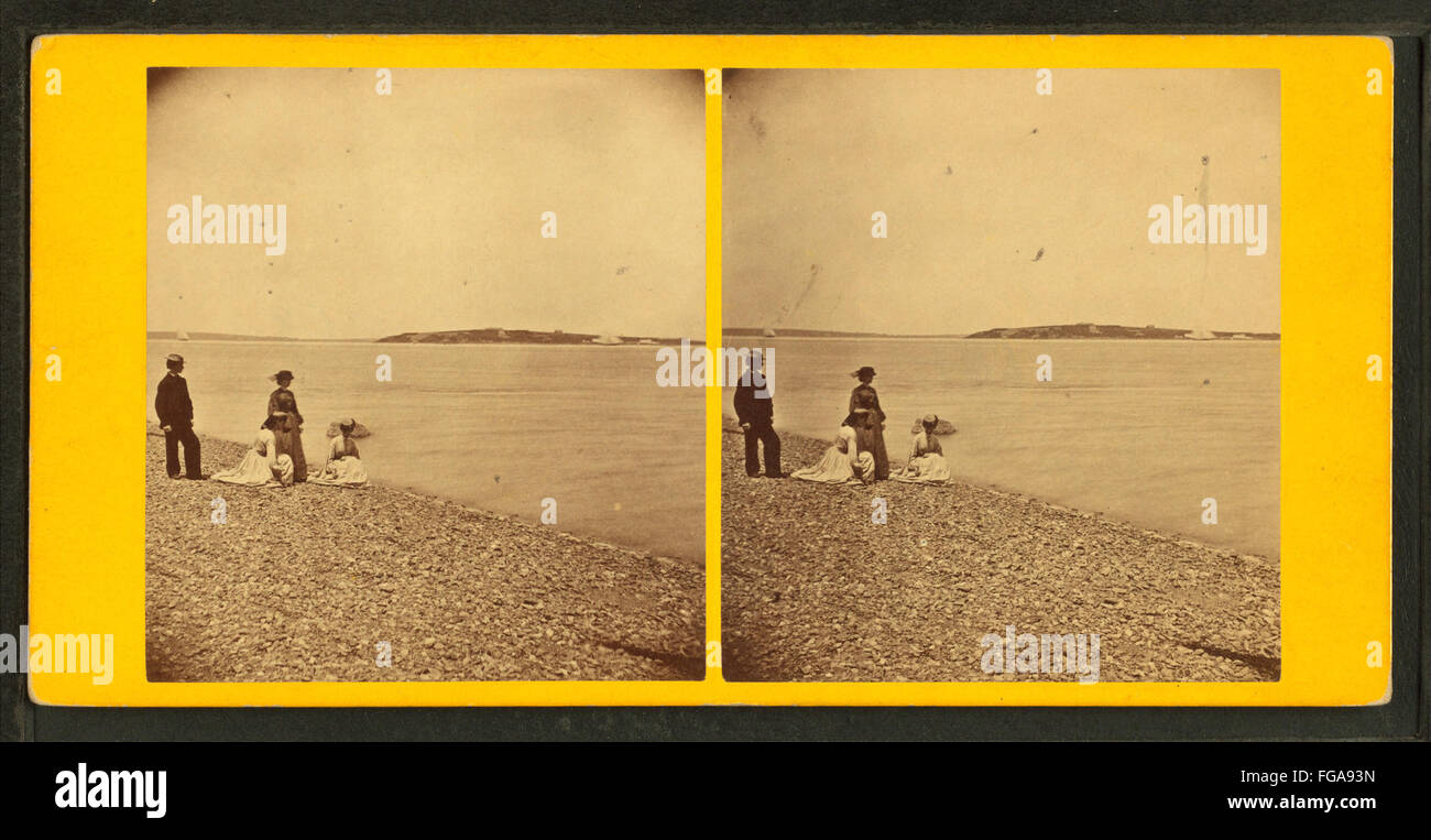 A photograph of Fort Winthrop from South Boston Point, showing the fort ...