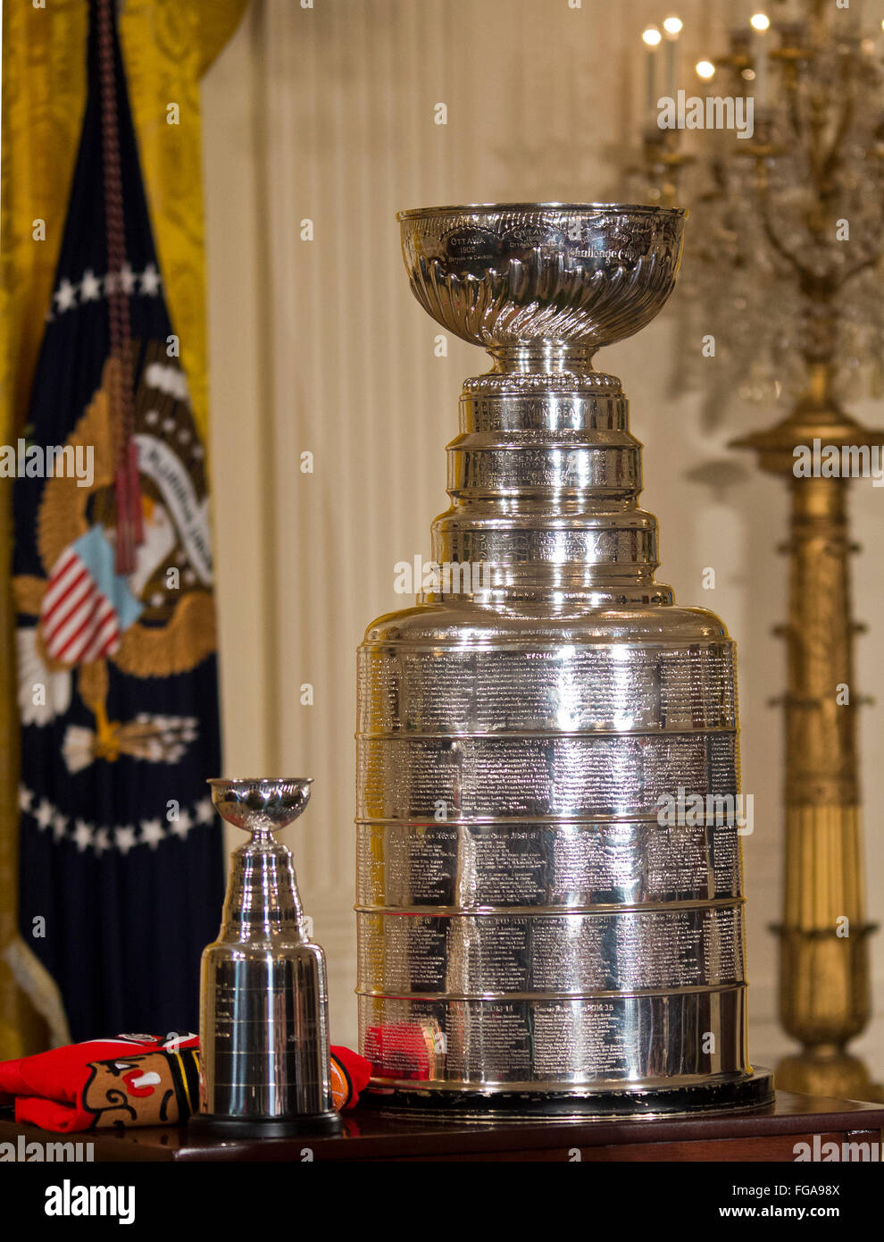 February 18, 2016, Washington DC, USA--The Stanley Cup sits in the East ...
