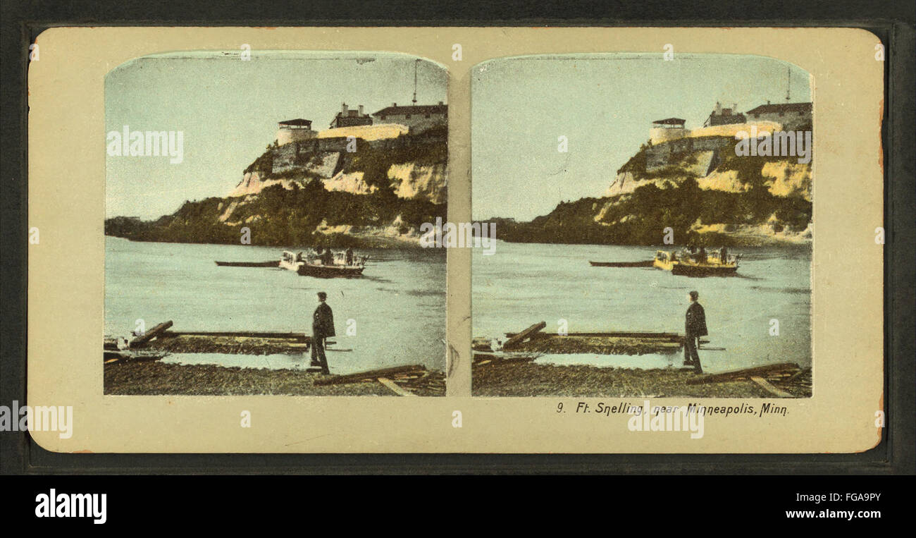 A stereoscopic view from the Robert N. Dennis collection showing Fort ...