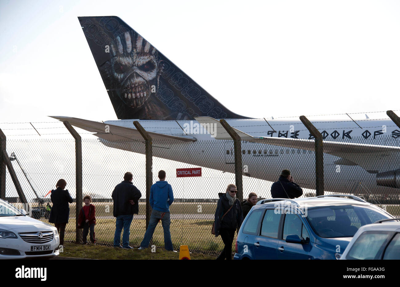 Cardiff, UK. 18th February, 2016. Ed Force One - the Boeing 747 jet ...