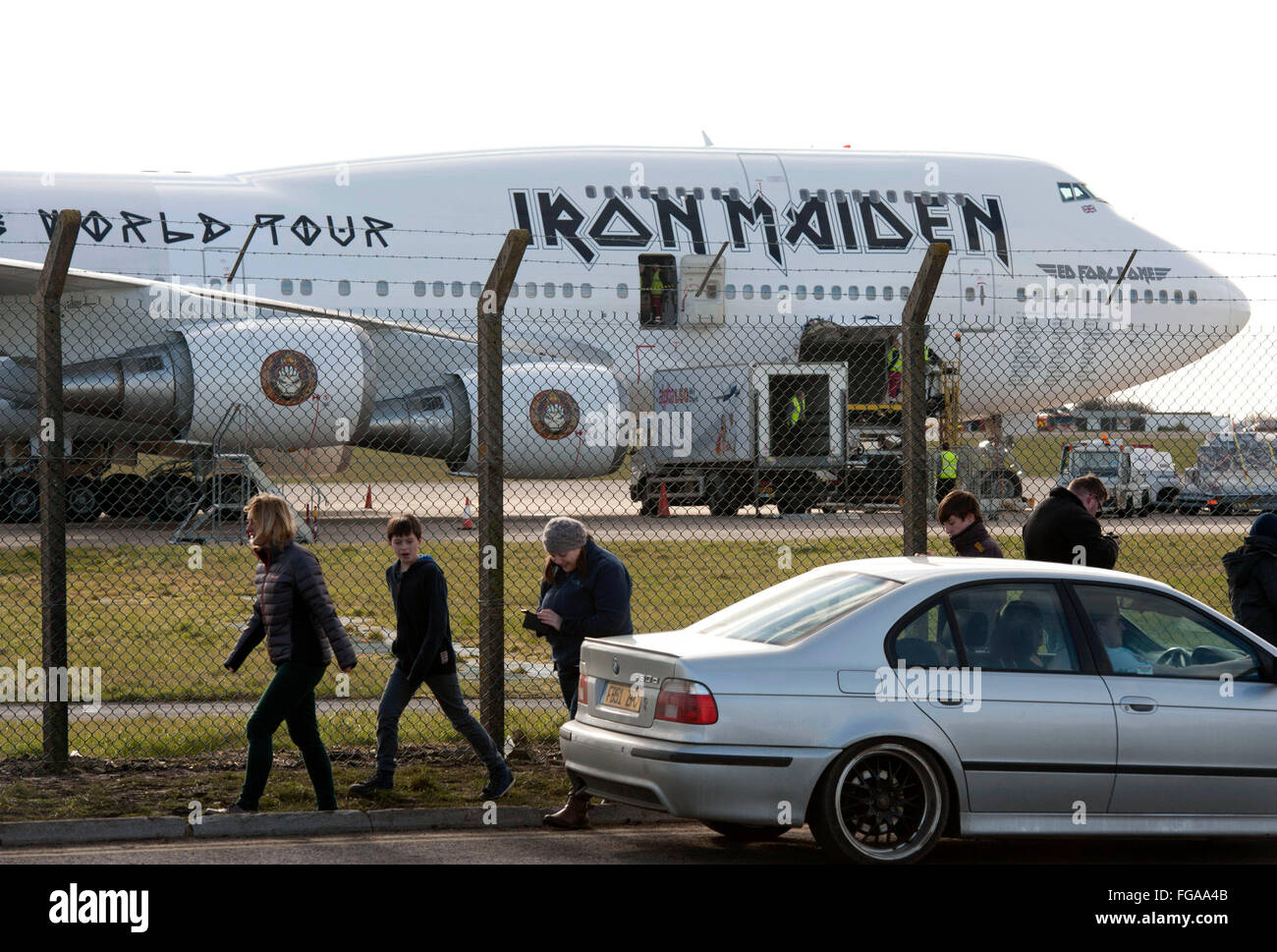 Cardiff, UK. 18th February, 2016. Ed Force One - the Boeing 747 jet ...
