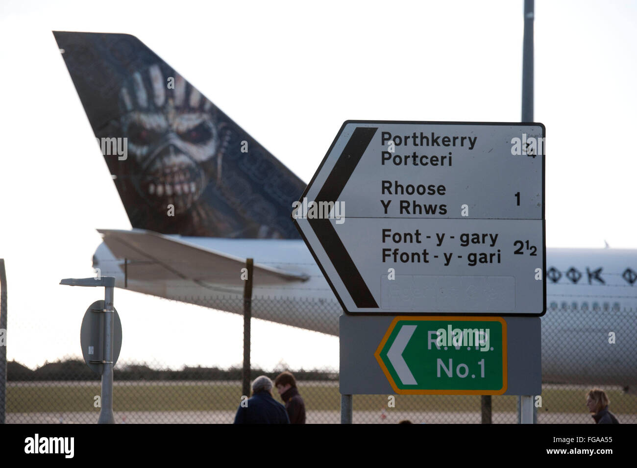 Cardiff, UK. 18th February, 2016. Ed Force One - the Boeing 747 jet ...