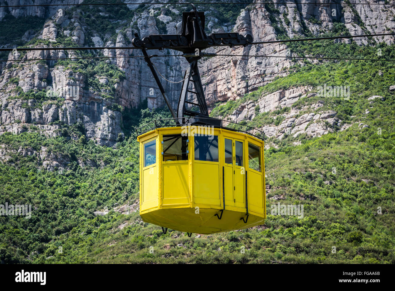 aerial cable car to Benedictine abbey Santa Maria de Montserrat on ...
