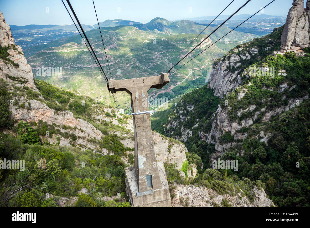 aerial cable car to Benedictine abbey Santa Maria de Montserrat on ...