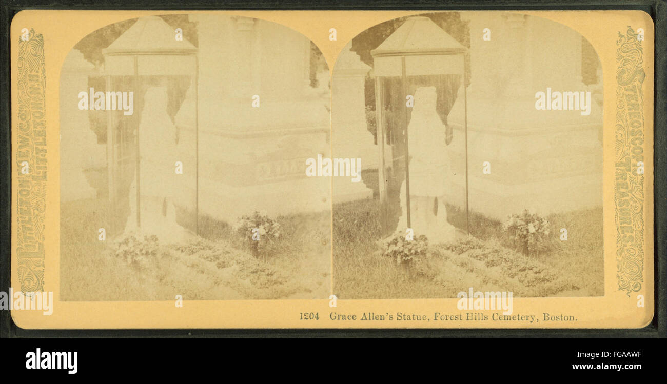 A photograph of Grace Allen's statue at Forest Hills Cemetery in Boston ...