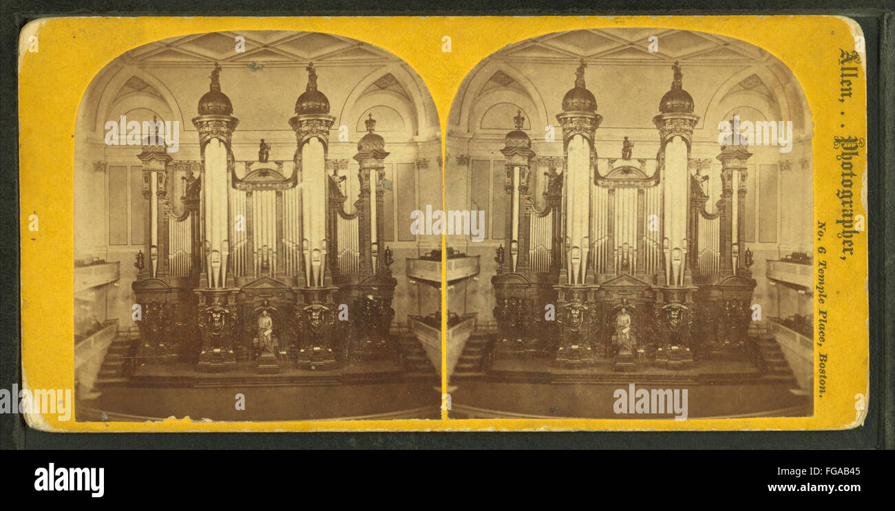 A photograph by E. L. Allen showing the Great Organ at Boston Music ...