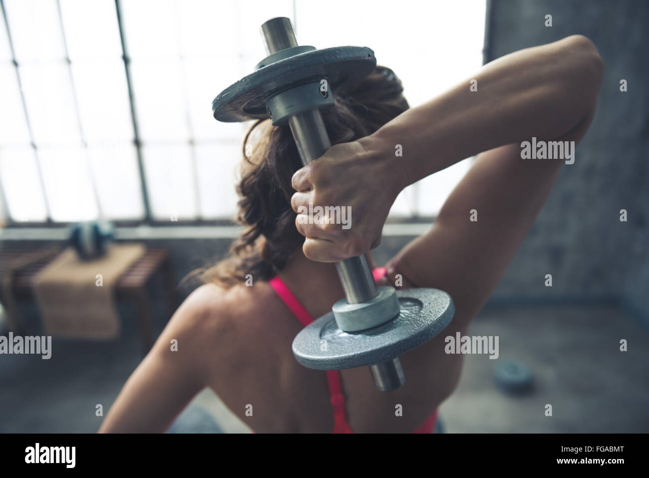 Woman from behind back workout hi-res stock photography and images - Alamy
