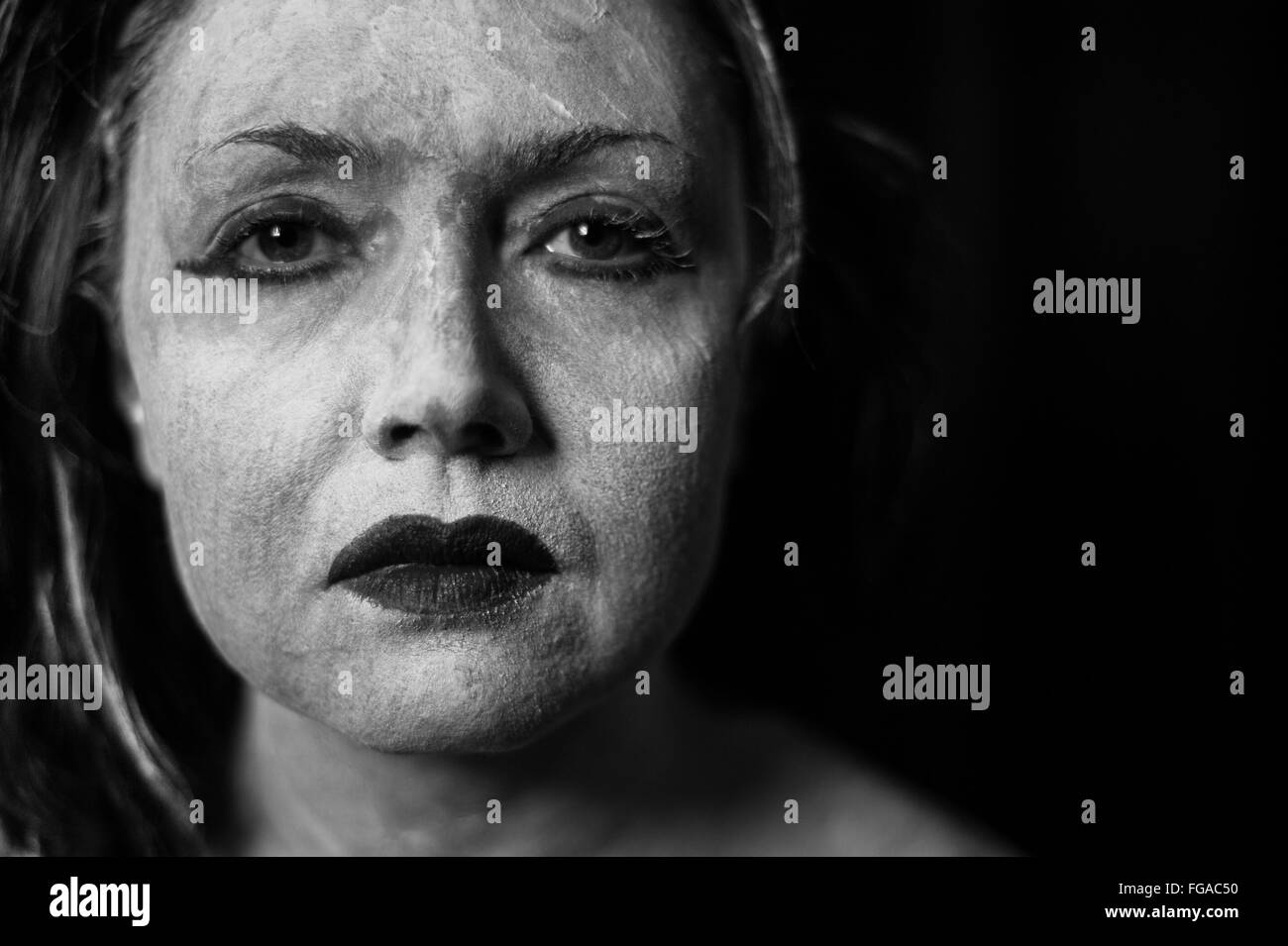 Scary face paint Black and White Stock Photos & Images - Alamy