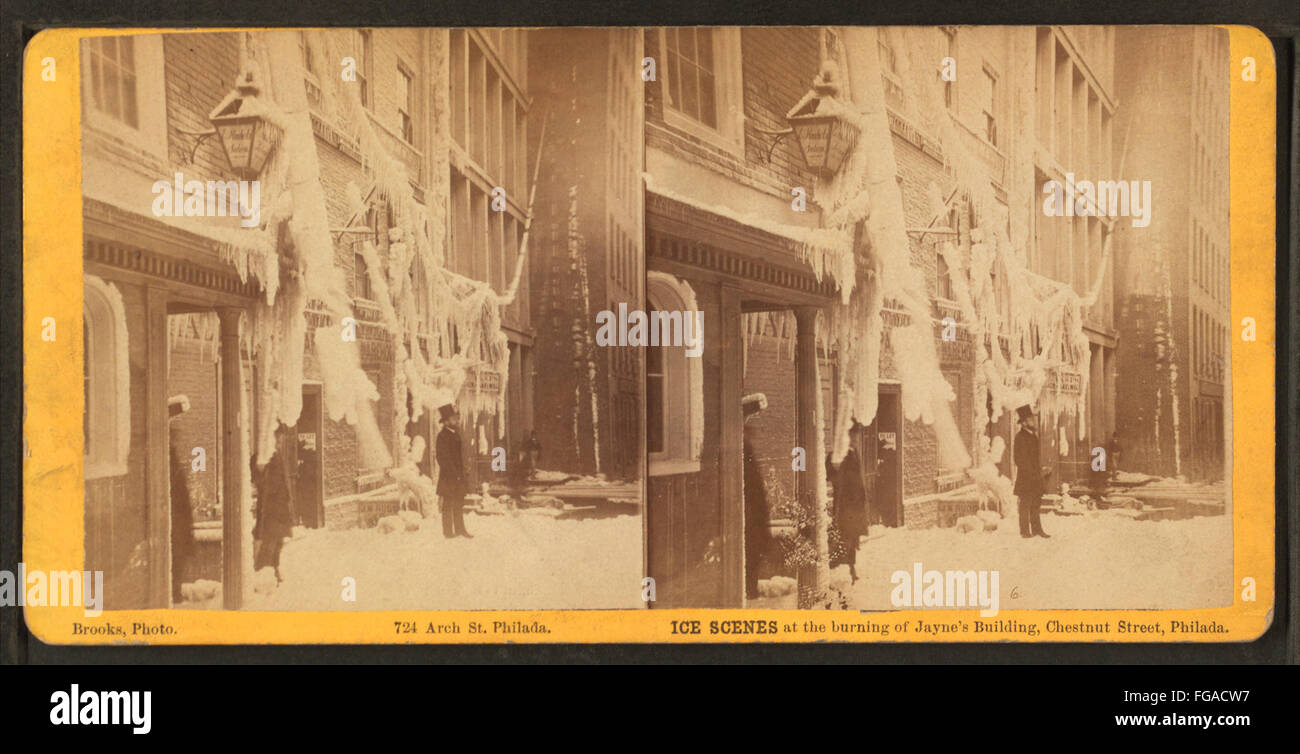 A stereoscopic photograph capturing ice scenes during the burning of ...