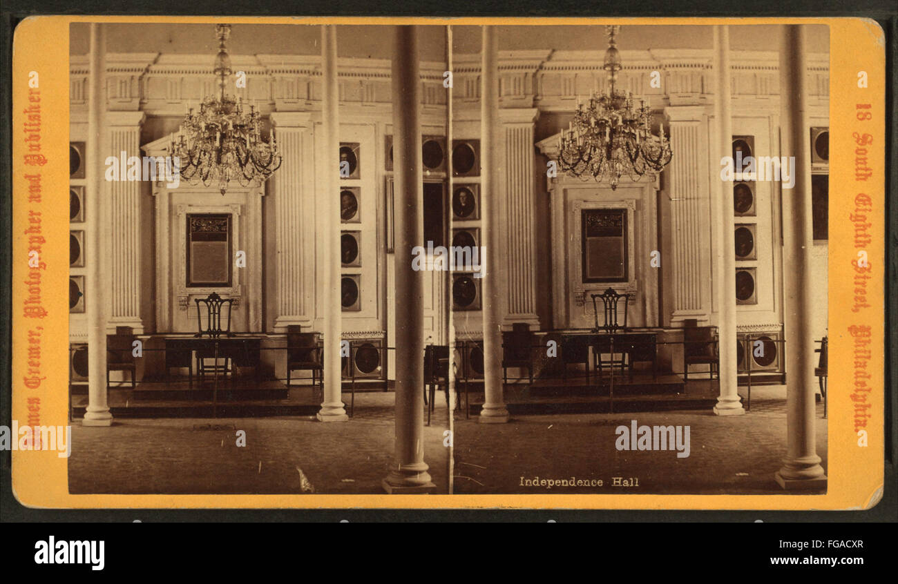 A photograph by James Cremer showing the interior of Independence Hall ...