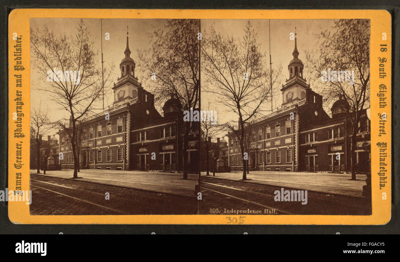 This image by James Cremer shows a historic view of Independence Hall ...