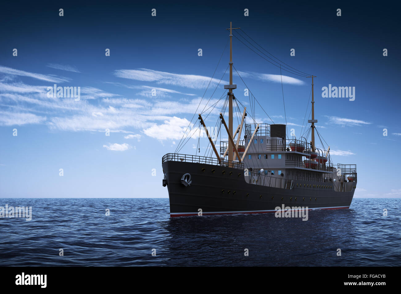 Vintage ocean cargo ship hi-res stock photography and images - Alamy