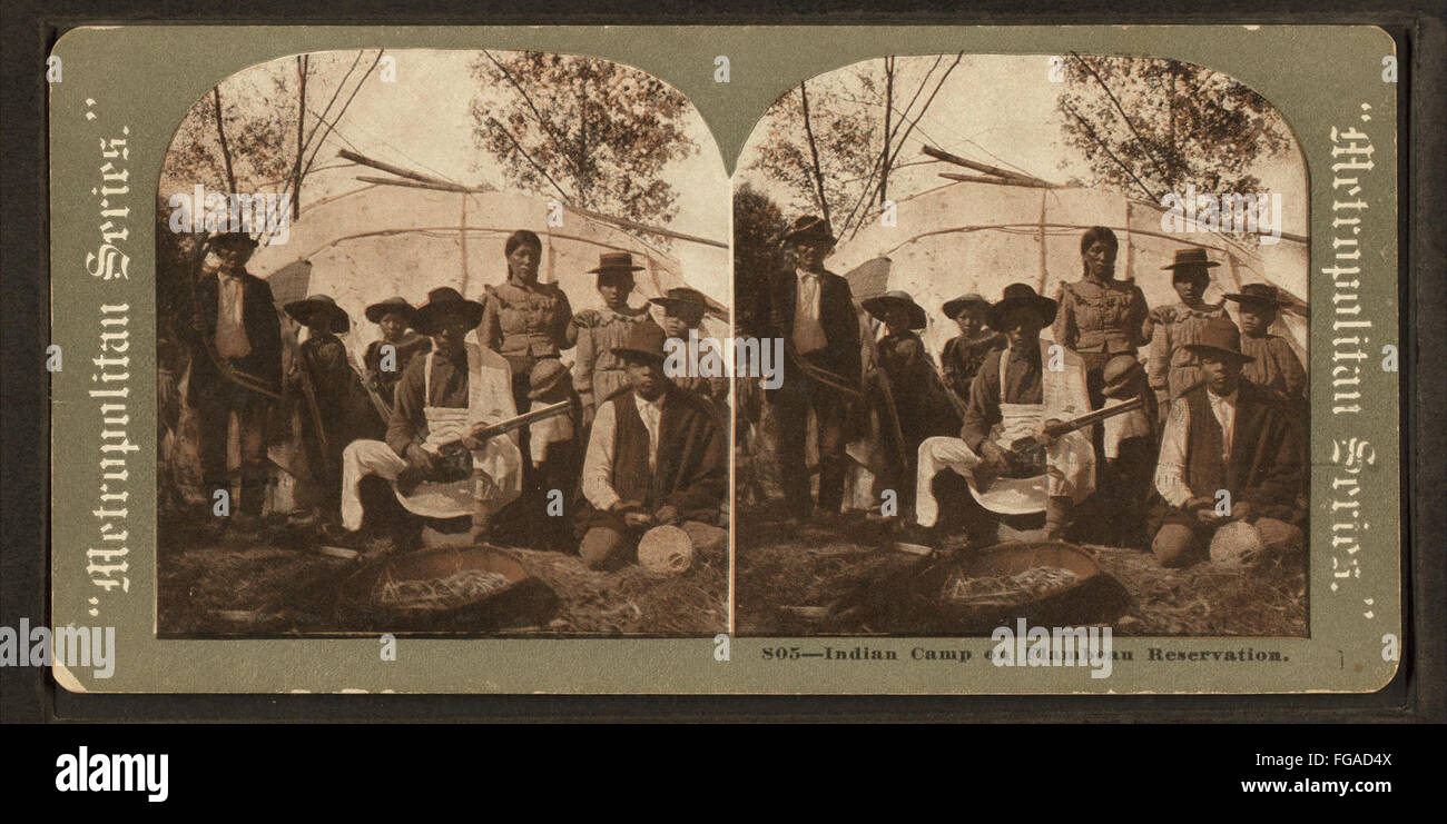 Depiction of an Indigenous camp located on the Flambeau reservation ...