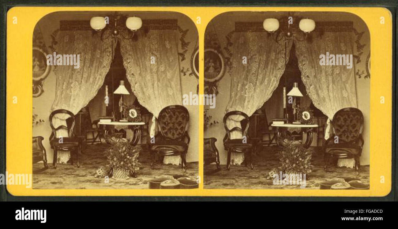 A photograph showing the interior of Miss Read's cottage, captured by S ...