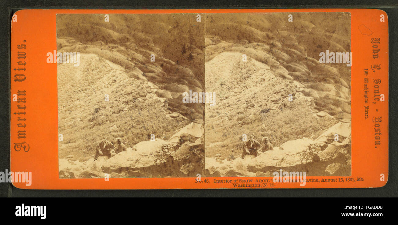 A photograph by John P. Soule showing the interior of Snow Arch in ...