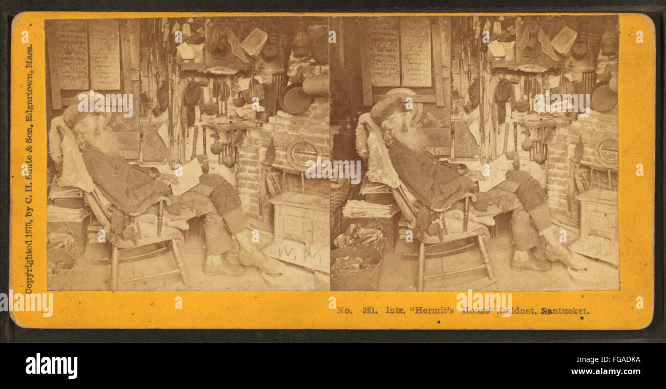 A photograph by C. H. Shute & Son showing the interior of the Hermit's ...