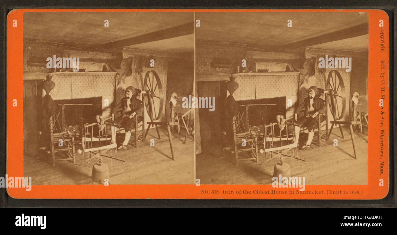 Interior view of the oldest house in Nantucket, built in 1686 ...