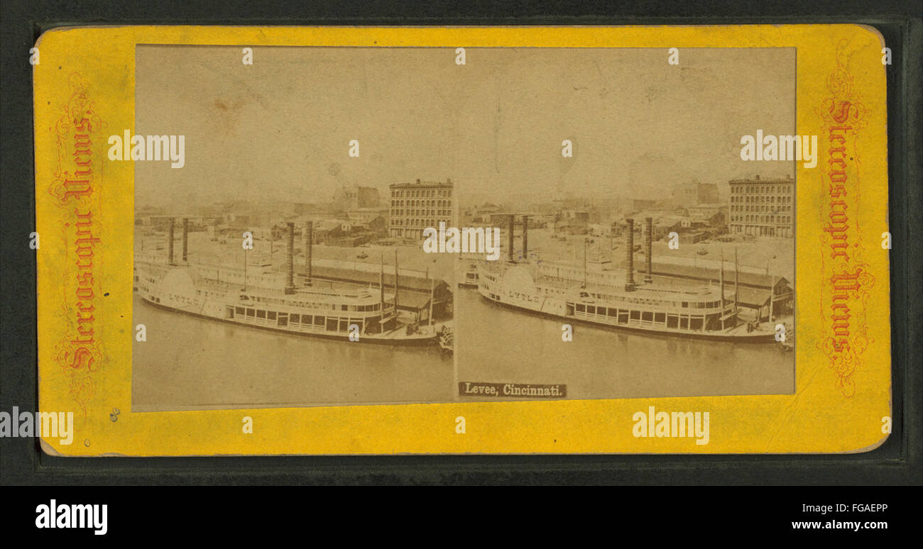 This photograph from the Robert N. Dennis collection depicts the levee ...