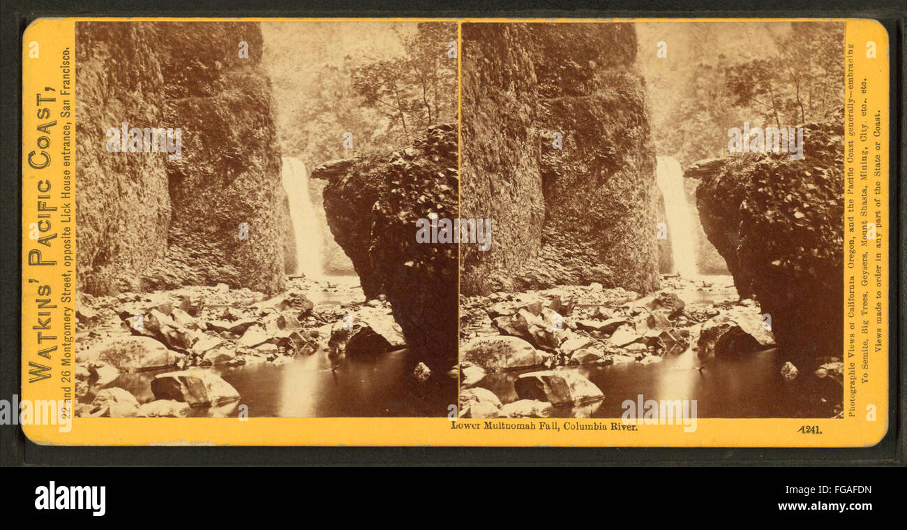This photograph by Carleton E. Watkins depicts Lower Multnomah Falls on ...