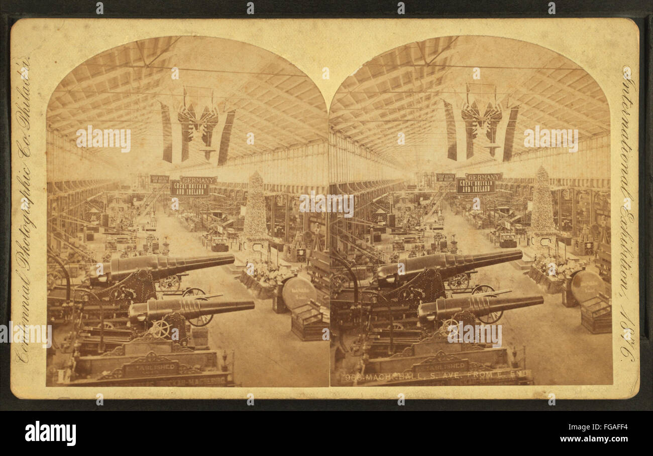 This photograph by Centennial Photographic Co shows Machinery Hall from ...