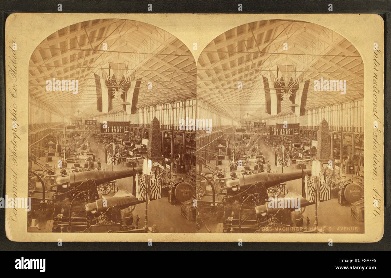 A photograph by Centennial Photographic Co. showing Machinery Hall on S ...