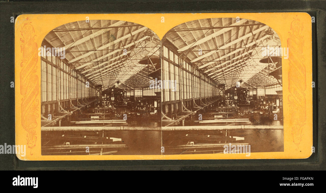 An interior view of Machinery Hall, captured from the Robert N. Dennis ...