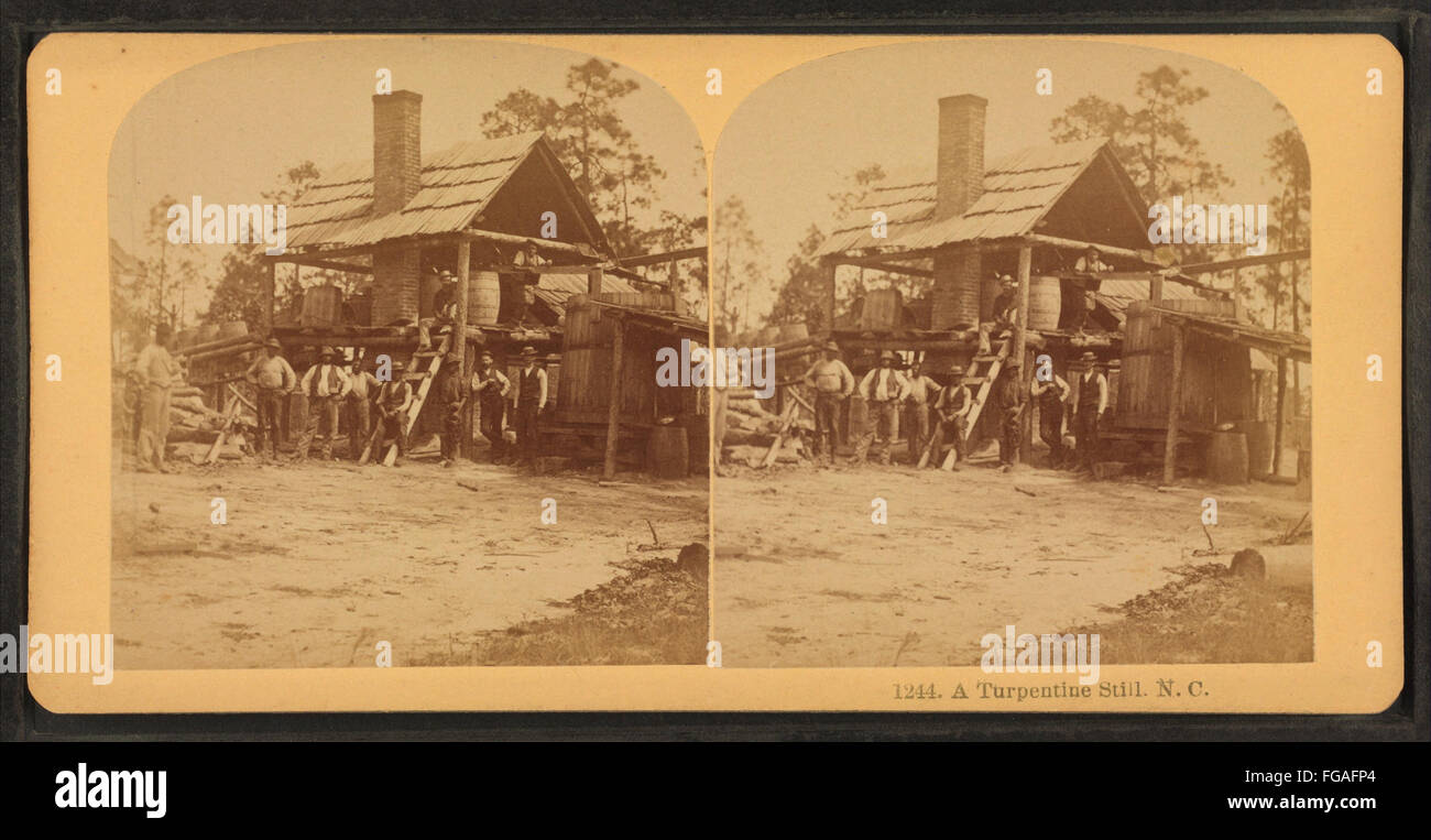 A photograph by Littleton View Co. depicting a turpentine still in ...