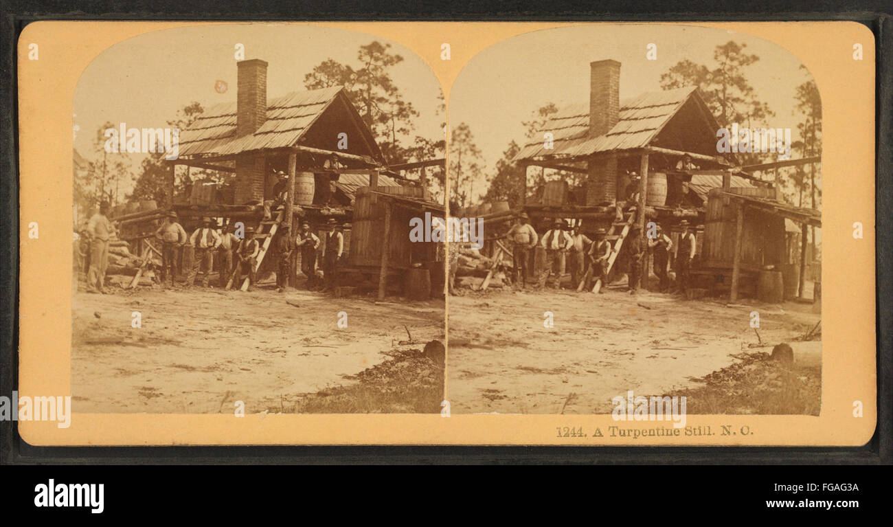 A photograph by Littleton View Co. showing a turpentine still in North ...