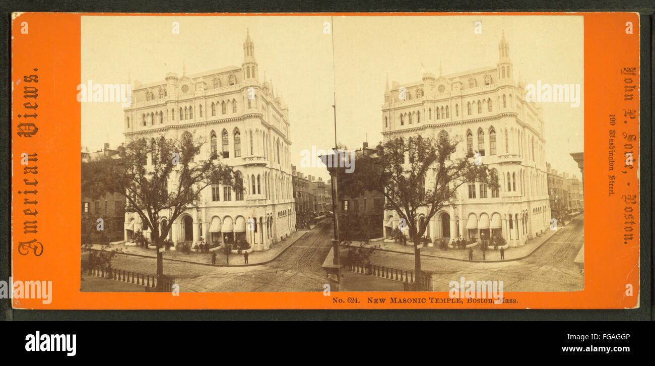 A photograph by John P. Soule showing the Masonic Temple in Boston ...