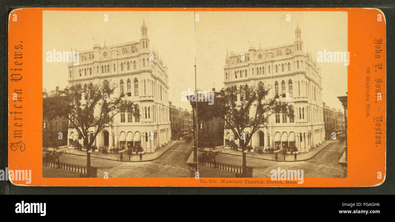A photograph by John P. Soule showing the Masonic Temple in Boston ...