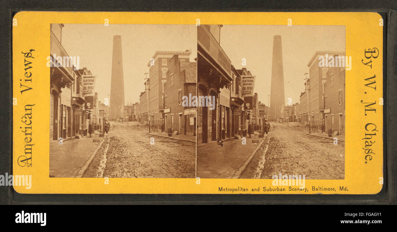 A photograph by William M. Chase showing the Merchants' Shot Tower, a ...