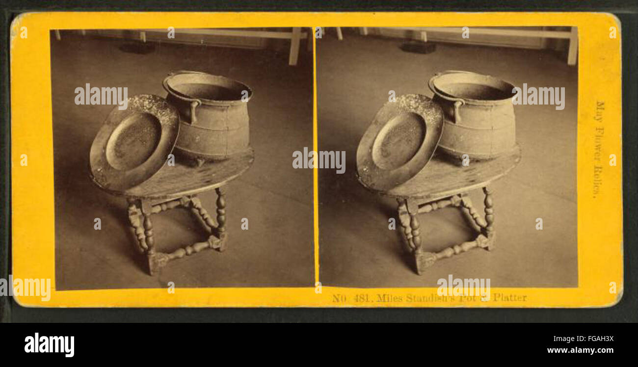 Photograph by Kilburn Brothers of the Miles Standish pot and platter ...