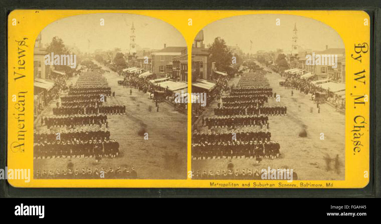 This image captures a military parade marching down Broadway ...