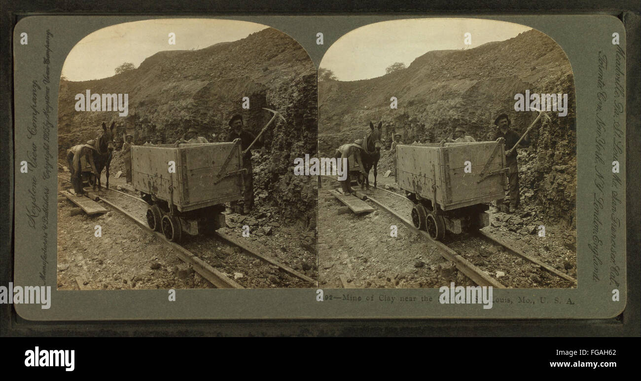 Photograph of a clay mine near the surface in St. Louis, Missouri ...