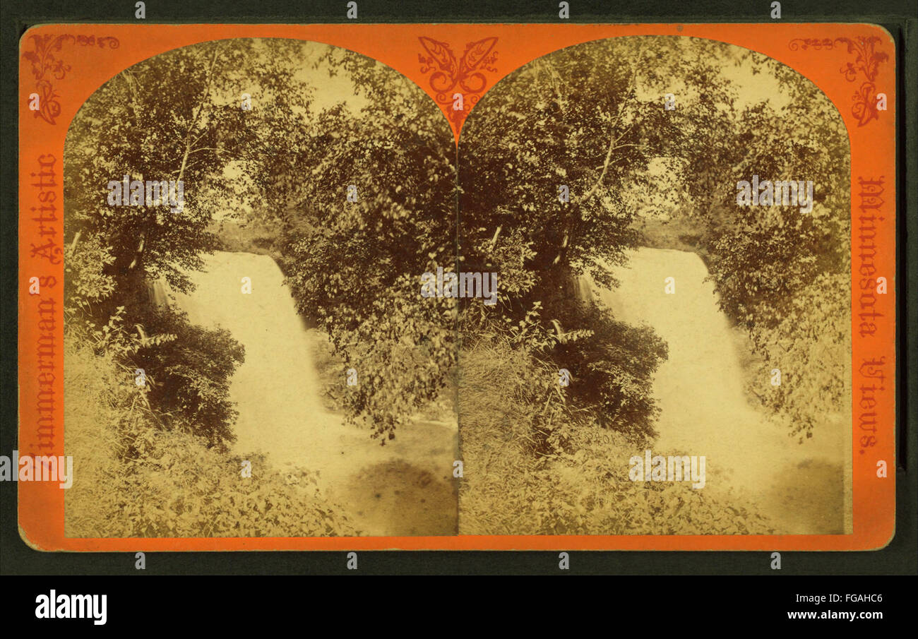 A photograph of Minne-ha-ha (laughing water), a natural waterfall ...