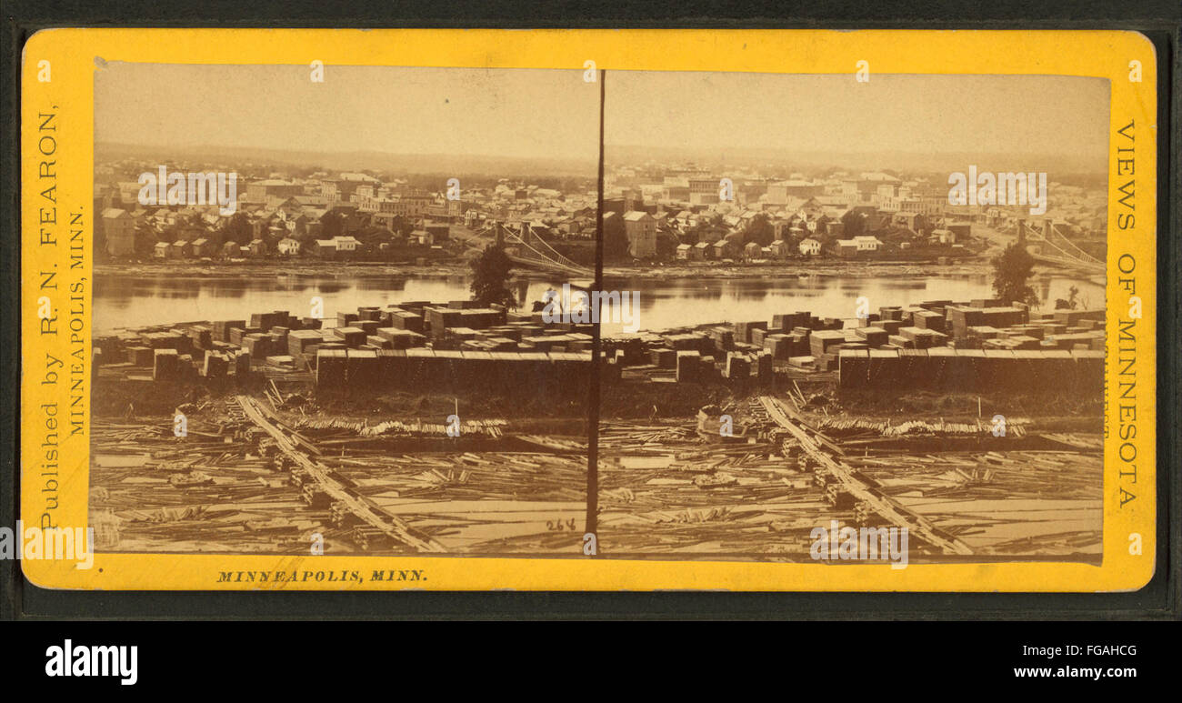 A photograph by R. N. Fearon showing a city view of Minneapolis ...